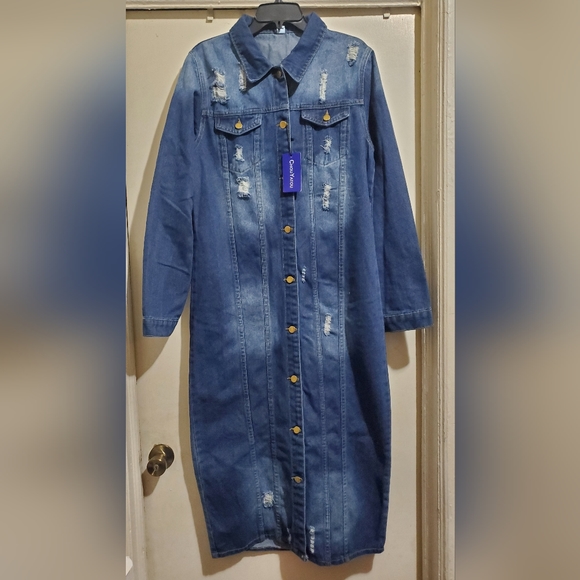 Chou Yatou | Jackets & Coats | Denim Long Distressed Destroyed Look ...